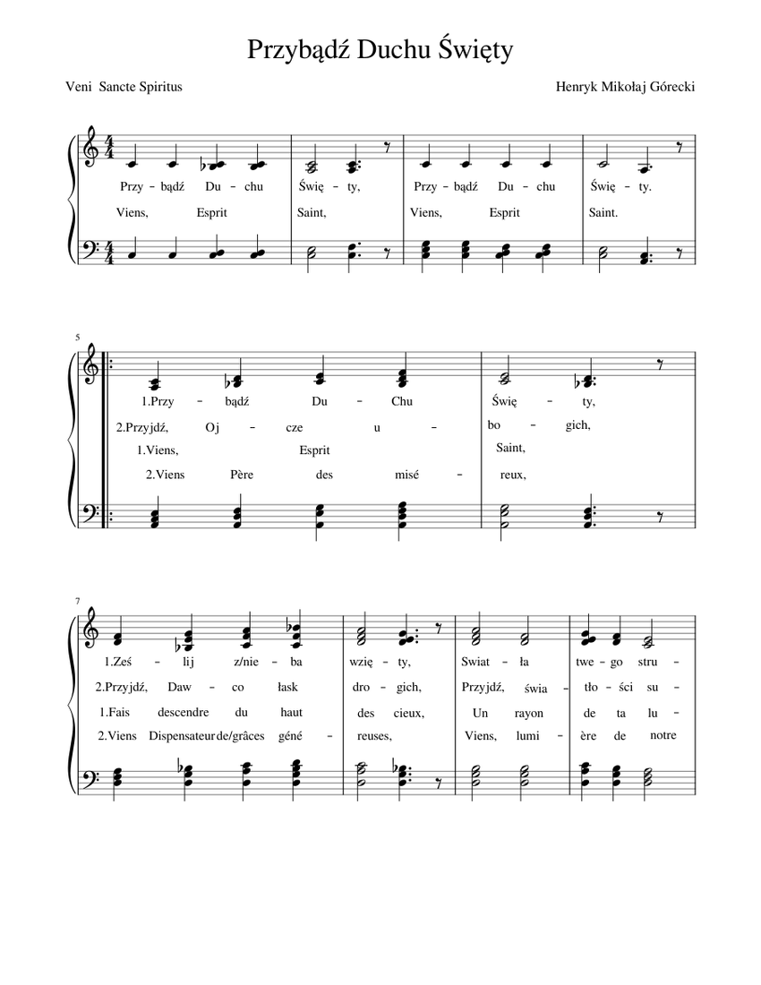Przybądź Duchu Święty – Henryk Mikołaj Górecki - piano tutorial