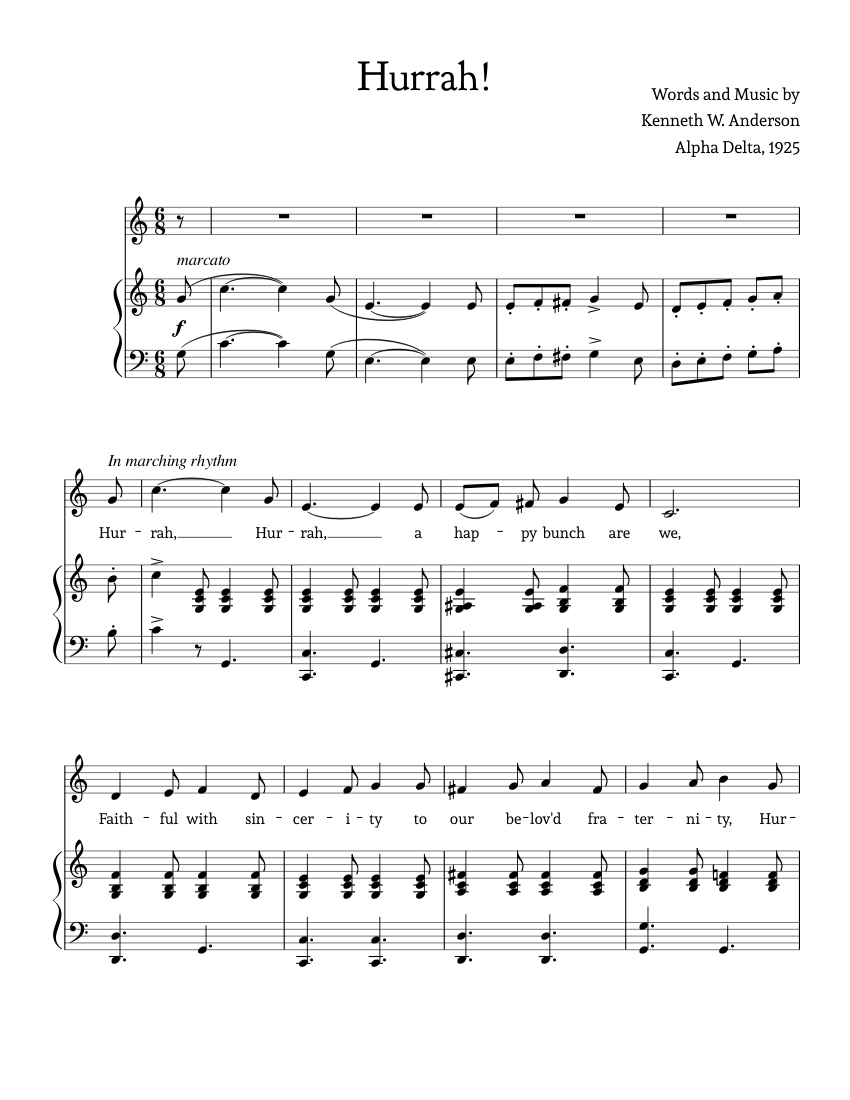 Hurrah! Sheet music for Piano, Vocals (Choral) | Musescore.com