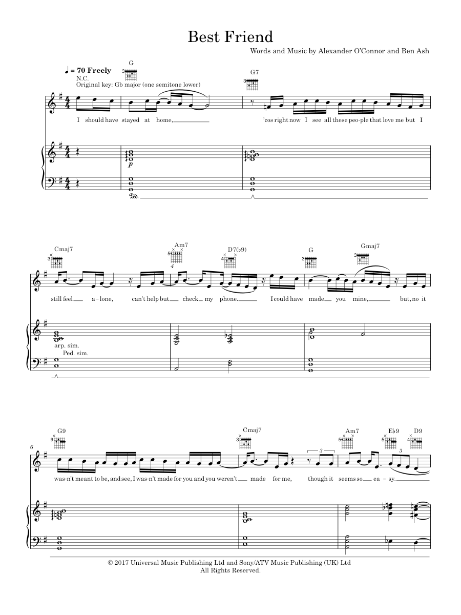 Play Official version of Best friend sheet music by Rex Orange County ...