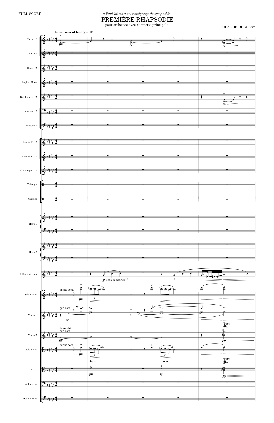 Première Rhapsodie pour Orchestre avec Clarinette Principale – Claude Debussy Sheet music for ...