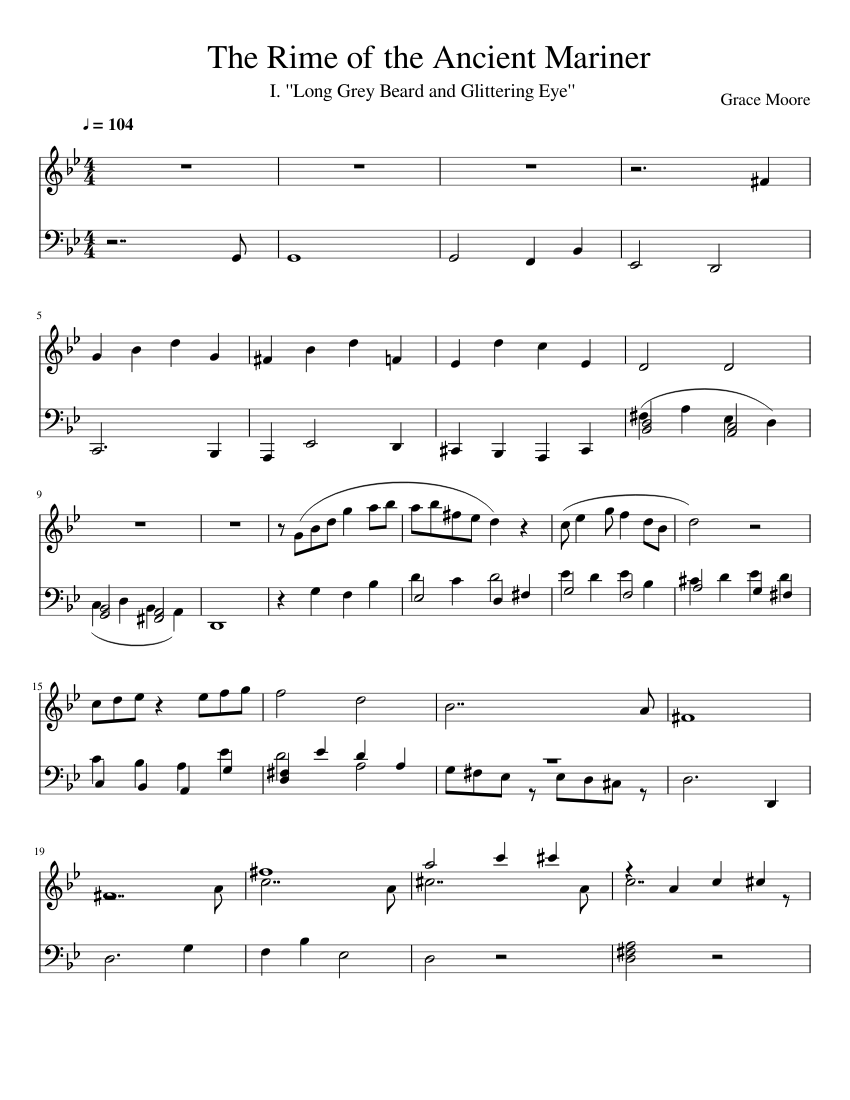 The Rime of the Ancient Mariner - I. Sheet Music for Piano (Solo) Easy ...