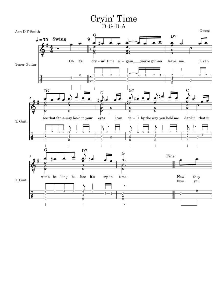 Cryin Time - Ray Charles Cover Sheet music for Guitar (Solo ...