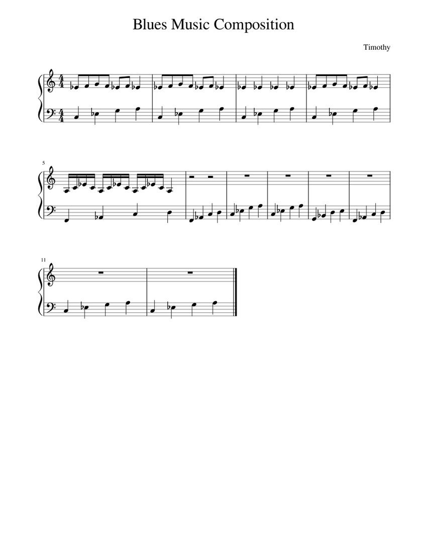 Blues Music Composition Sheet music for Piano (Solo) | Musescore.com