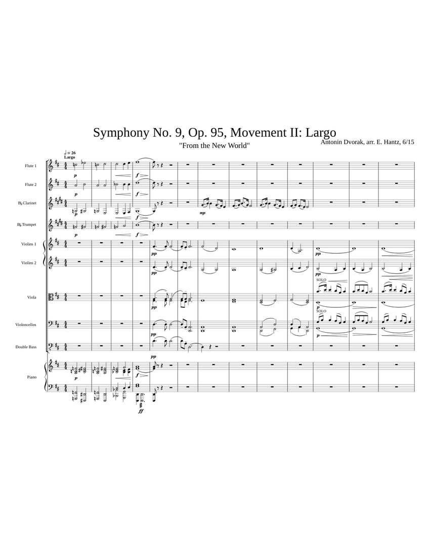 Largo from the New World Symphony – Antonín Dvořák - piano tutorial