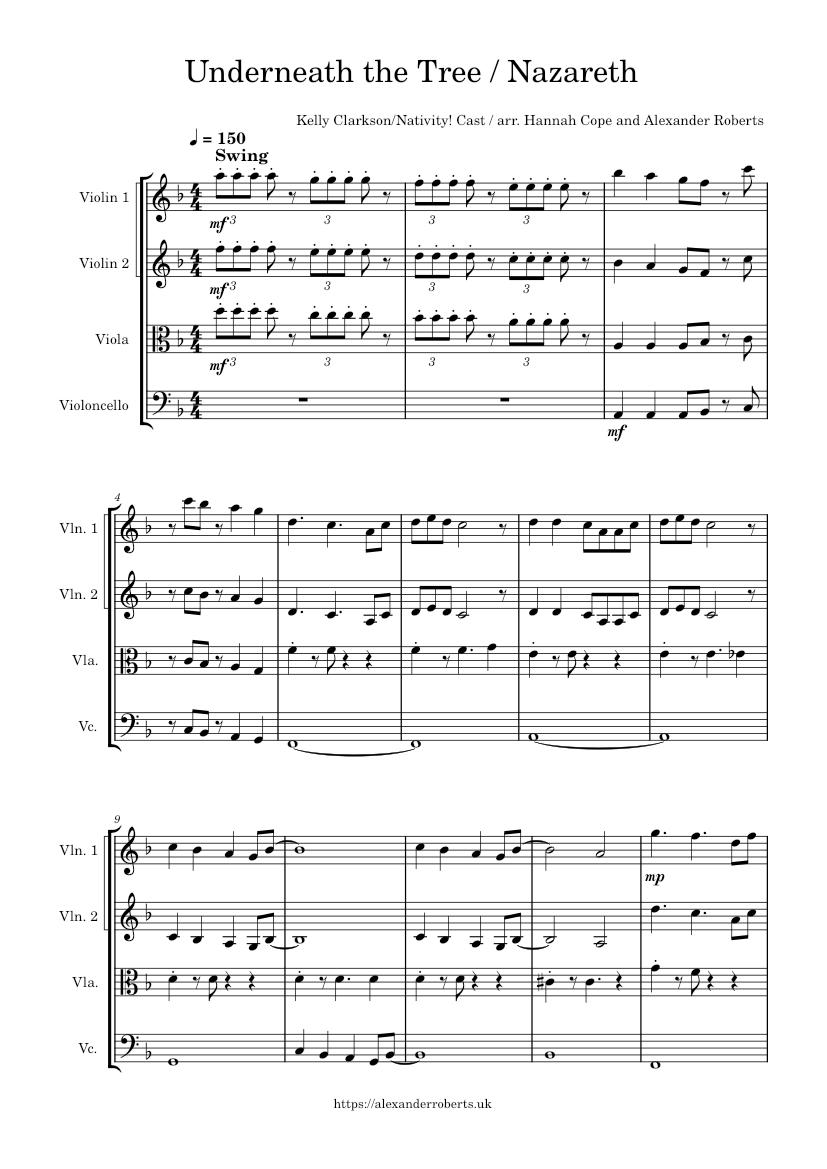 Underneath the tree / Nazareth - Christmas medley Sheet Music for ...