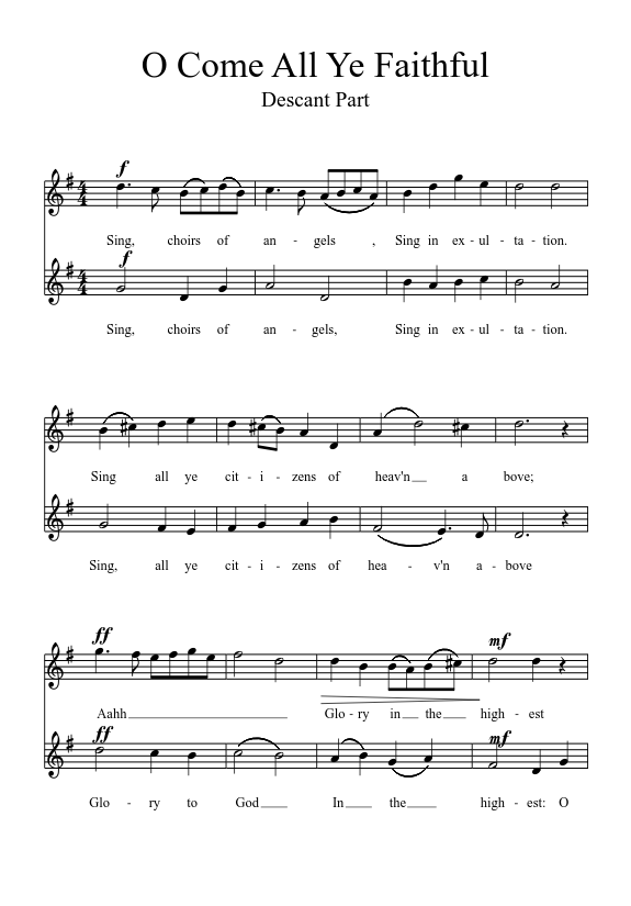 O Come All Ye Faithful Sheet Music for Piano (Solo) easy | MuseScore.com