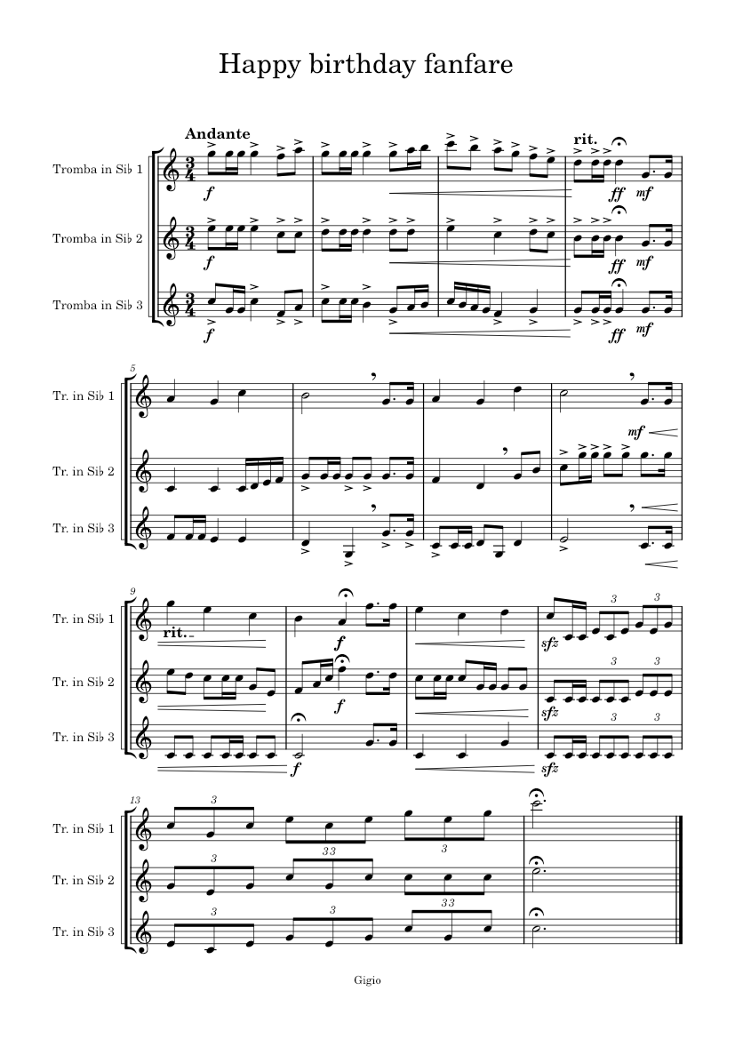 Happy Birthday To You – Patty & Mildred J. Hill Happy birthday fanfare ...
