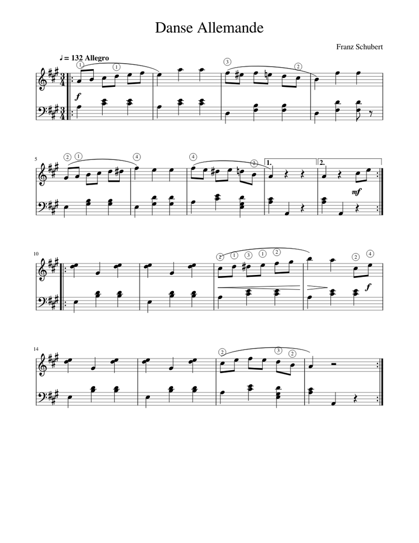 Danse Allemande Sheet music for Piano (Solo) | Musescore.com