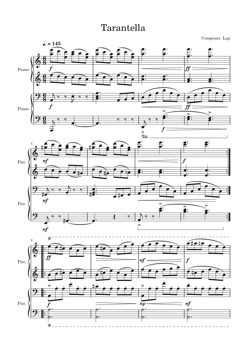 GCSE composition Piece: Tarantella Sheet Music for Piano (Piano Four ...
