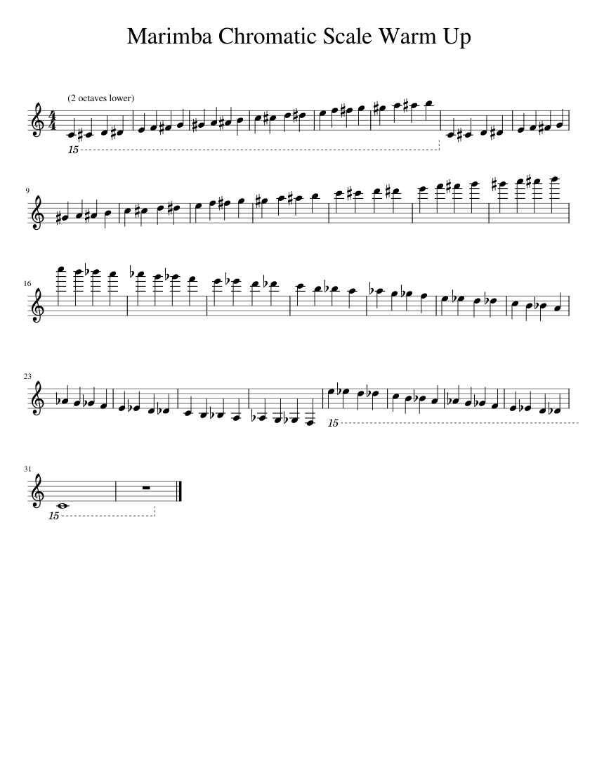 Marimba Chromatic Scale Warm Up Sheet music for Marimba (Solo ...