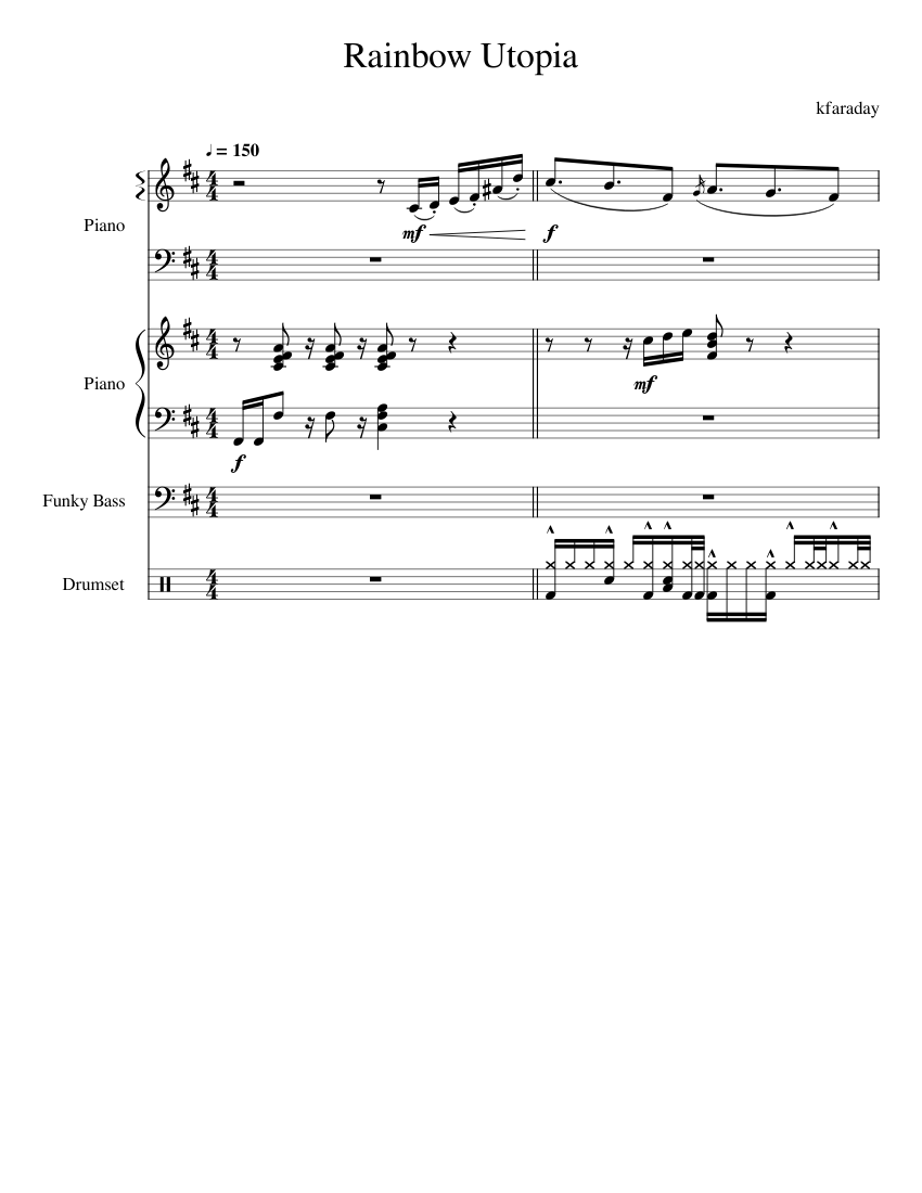 Rainbow Utopia Sheet music for Piano, Bass guitar, Drum group (Mixed ...