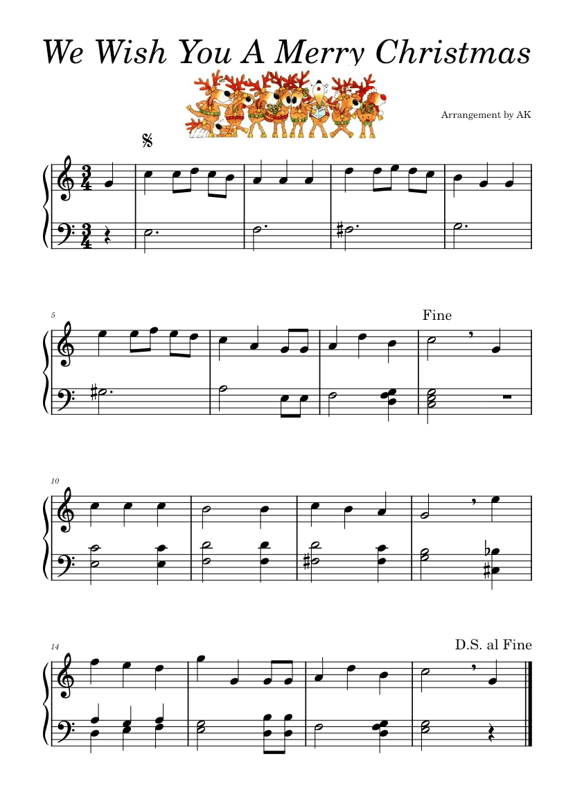 We Wish You A Merry Christmas – 4 EZ Piano Sheet music for Piano (Solo ...