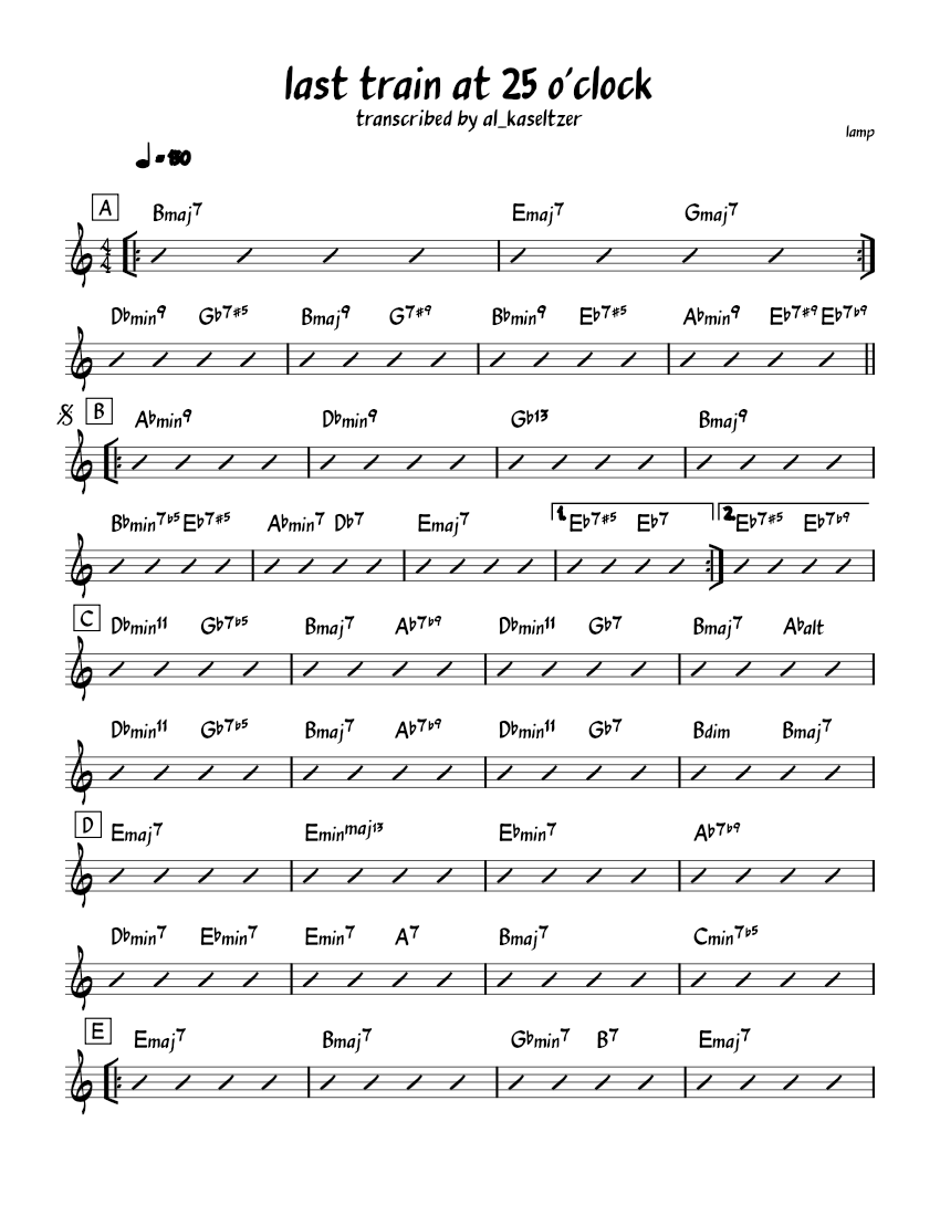 Last train at 25 o'clock – Lamp last train at 25 o'clock Sheet Music ...