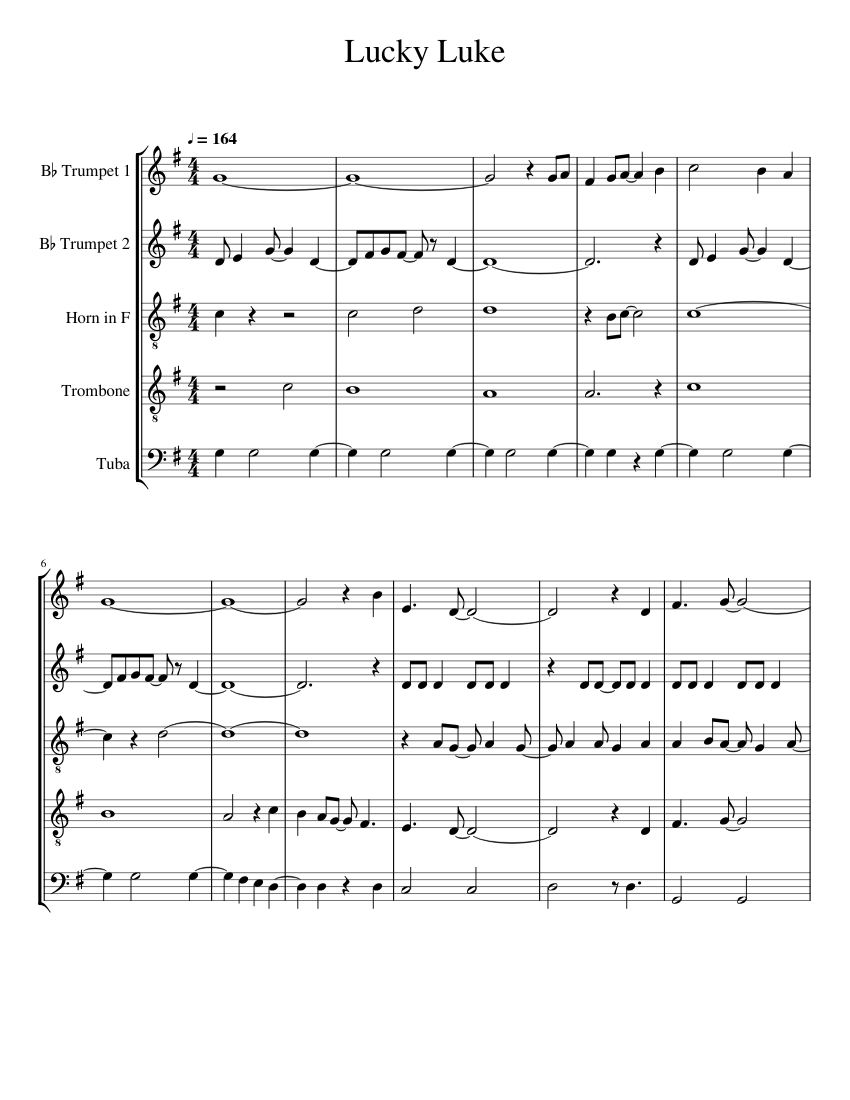 Lucky_Luke Sheet music for Trombone, Tuba, Trumpet in b-flat, French ...