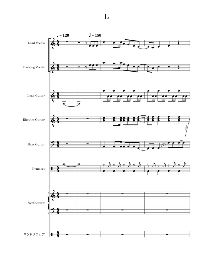 L Sheet music for Vocals, Guitar, Bass guitar, Drum group & more ...