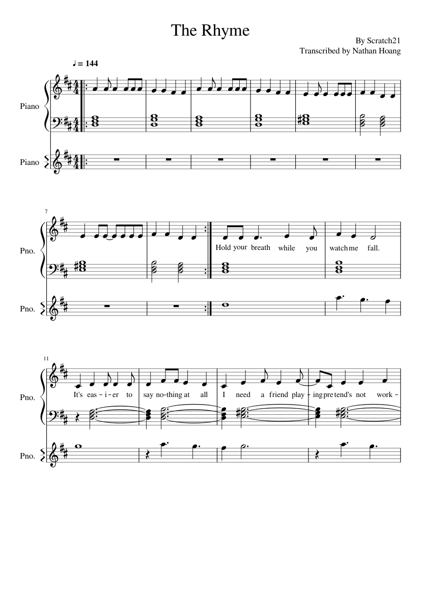 The Rhyme - Scratch21 Sheet music for Piano (Piano Duo) | Musescore.com