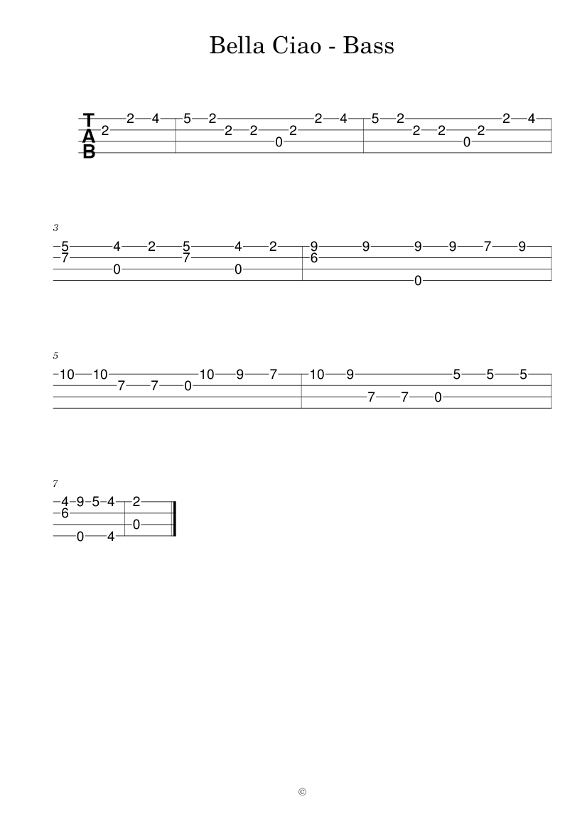 Bella ciao Bass Sheet music for Piano (Solo) | Musescore.com