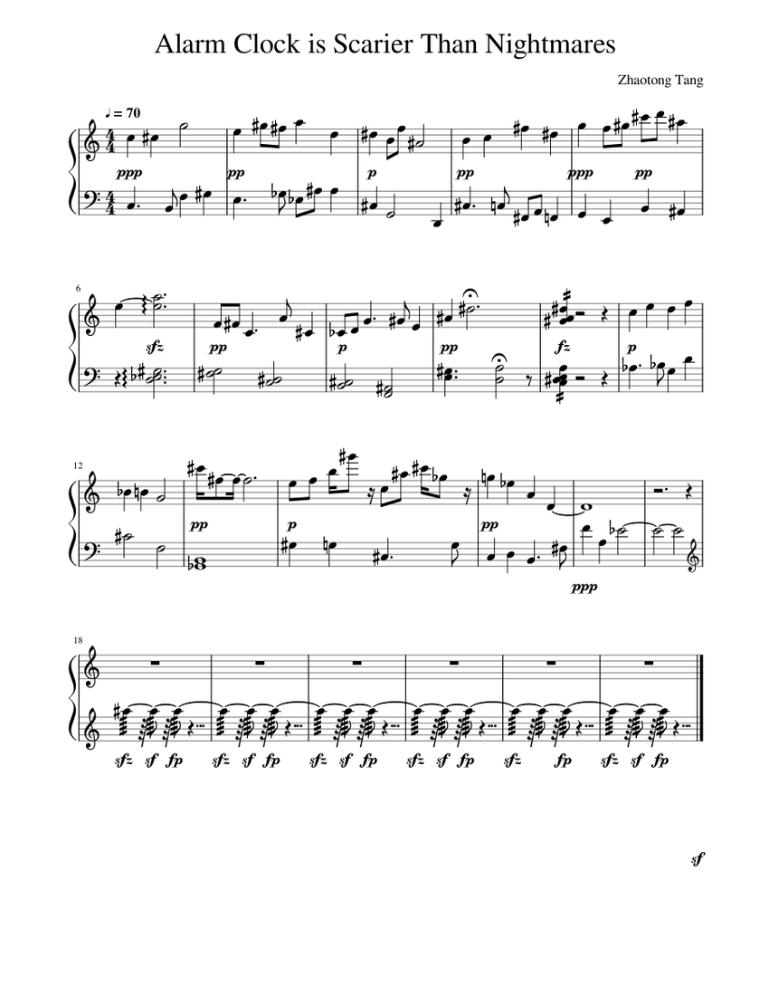 Alarm Clock is Scarier than Nightmares Sheet music for Piano (Solo ...
