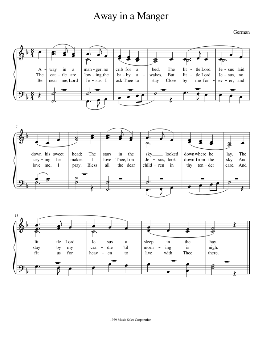 Away in a manger – Misc Christmas Sheet music for Piano (Solo ...