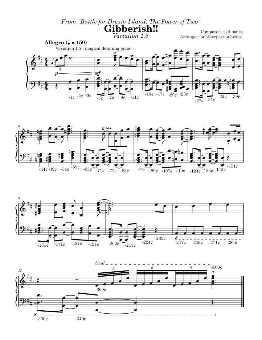 Gibberish – Coal Bones Sheet Music for Piano (Solo) | MuseScore.com