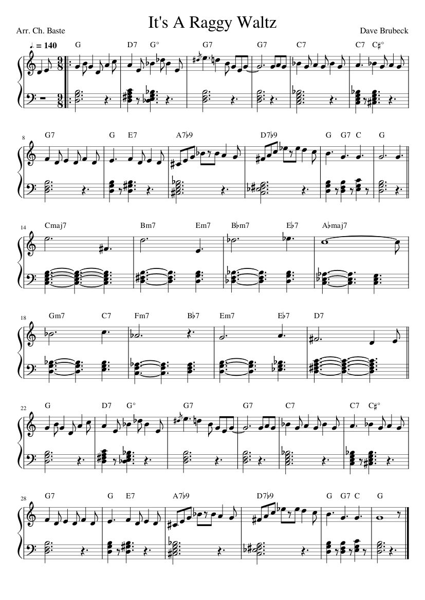 It's A Raggy Waltz Sheet music for Piano, Guitar (Mixed Duet) | Musescore.com