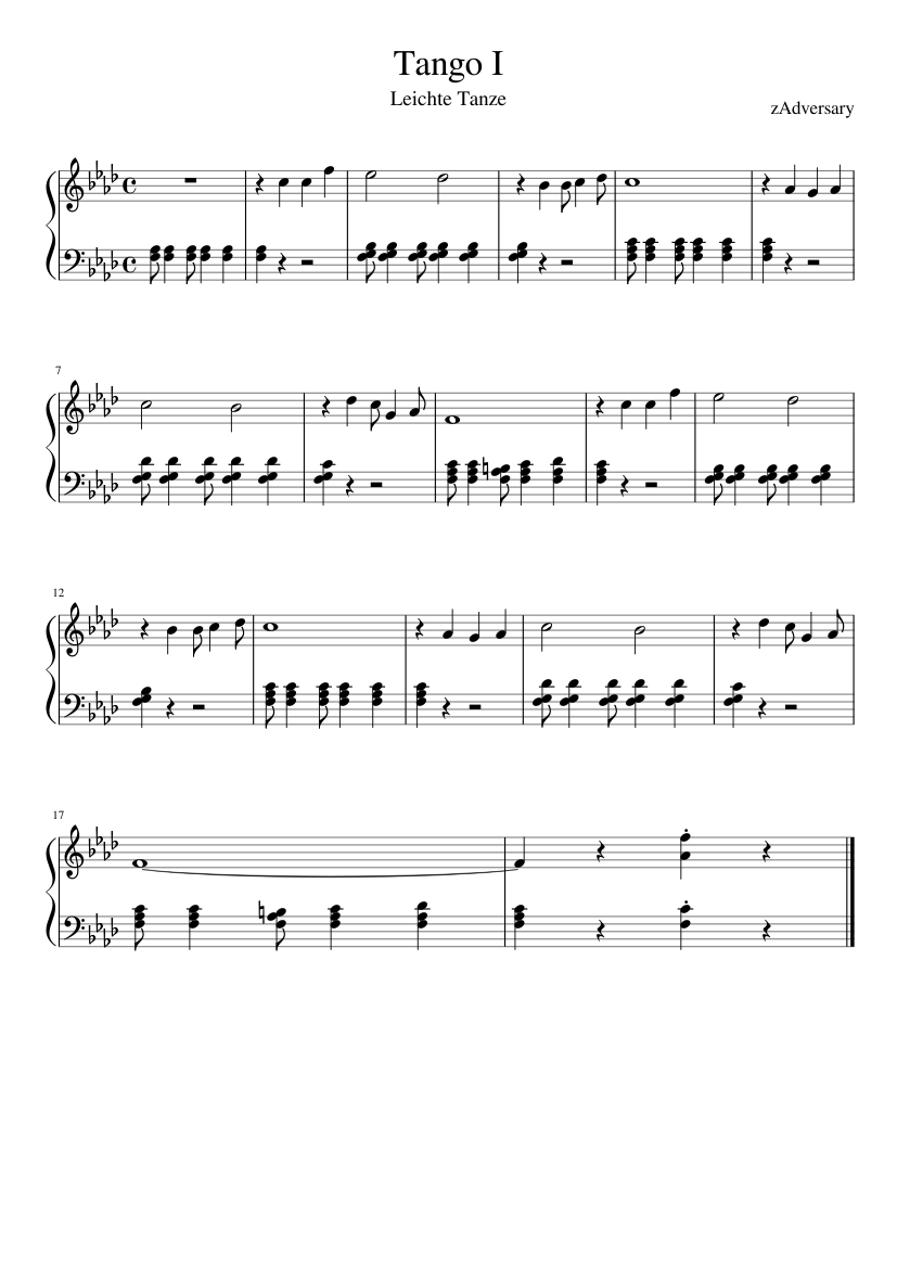 Tango I Sheet music for Piano (Solo) Easy | Musescore.com