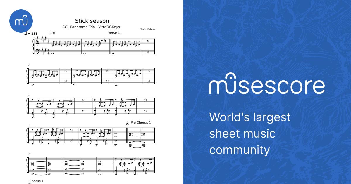 Stick Season – Noah Kahan Stick season Sheet music for Piano (Solo ...