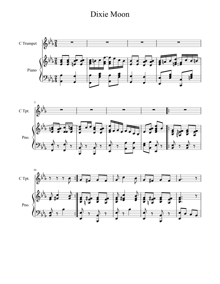Dixie Moon Sheet music for Piano, Trumpet other (Solo) | Musescore.com