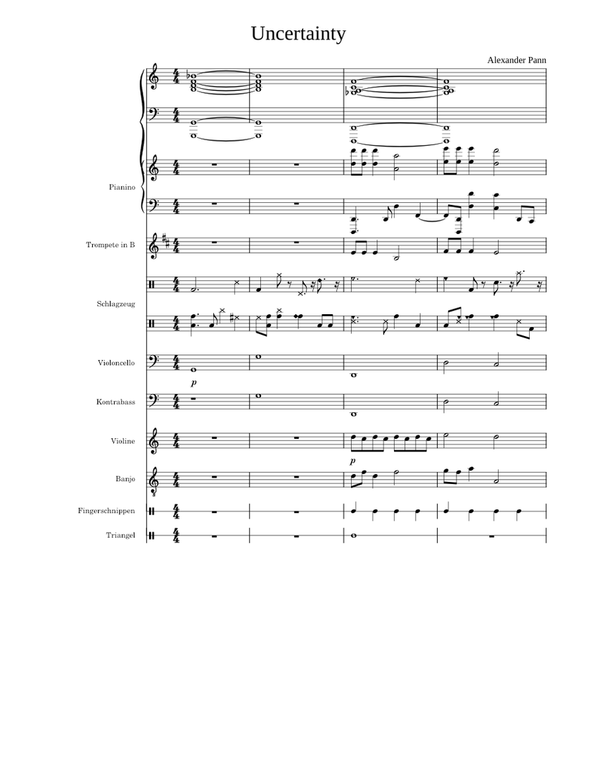 Uncertainty - Alexander Pann Sheet music for Piano, Trumpet in b-flat ...