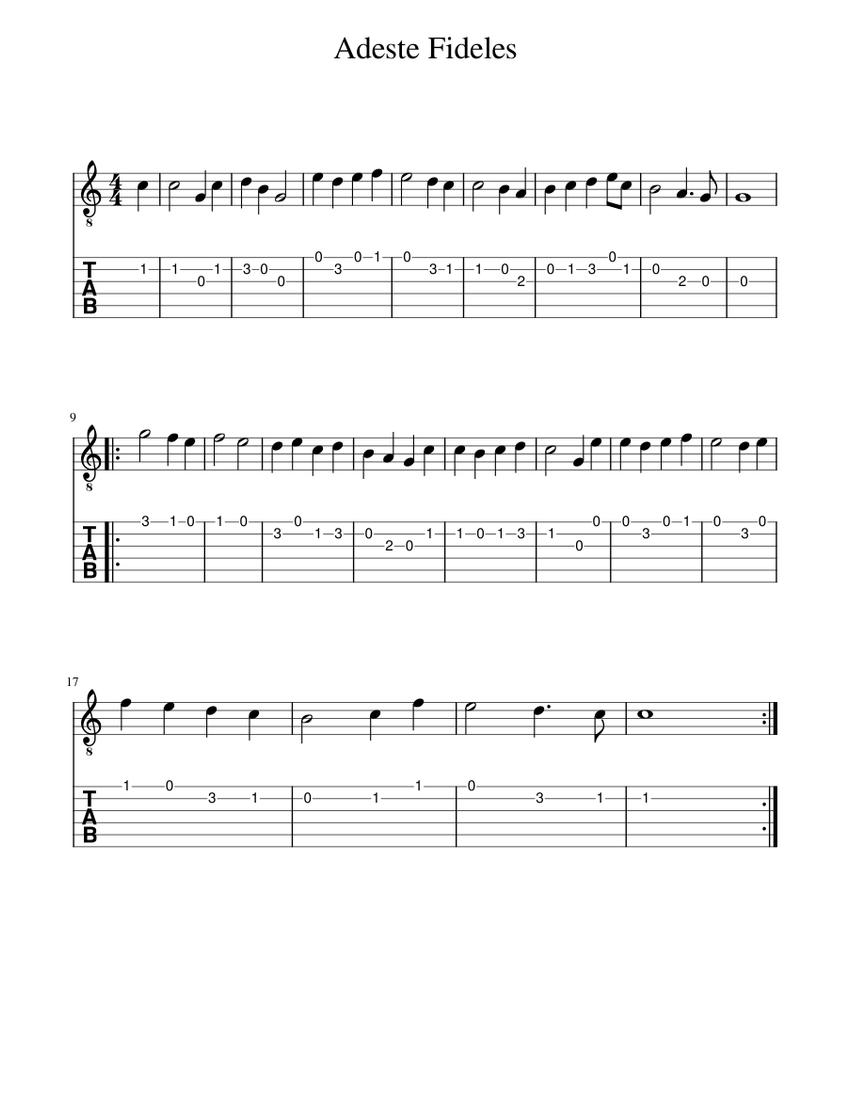 Ade – ad Adeste Fideles Sheet music for Guitar (Solo) | Musescore.com