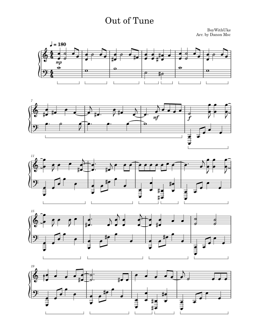 Out of Tune – BoyWithUke (Full Piano Cover) Sheet music for Piano (Solo ...