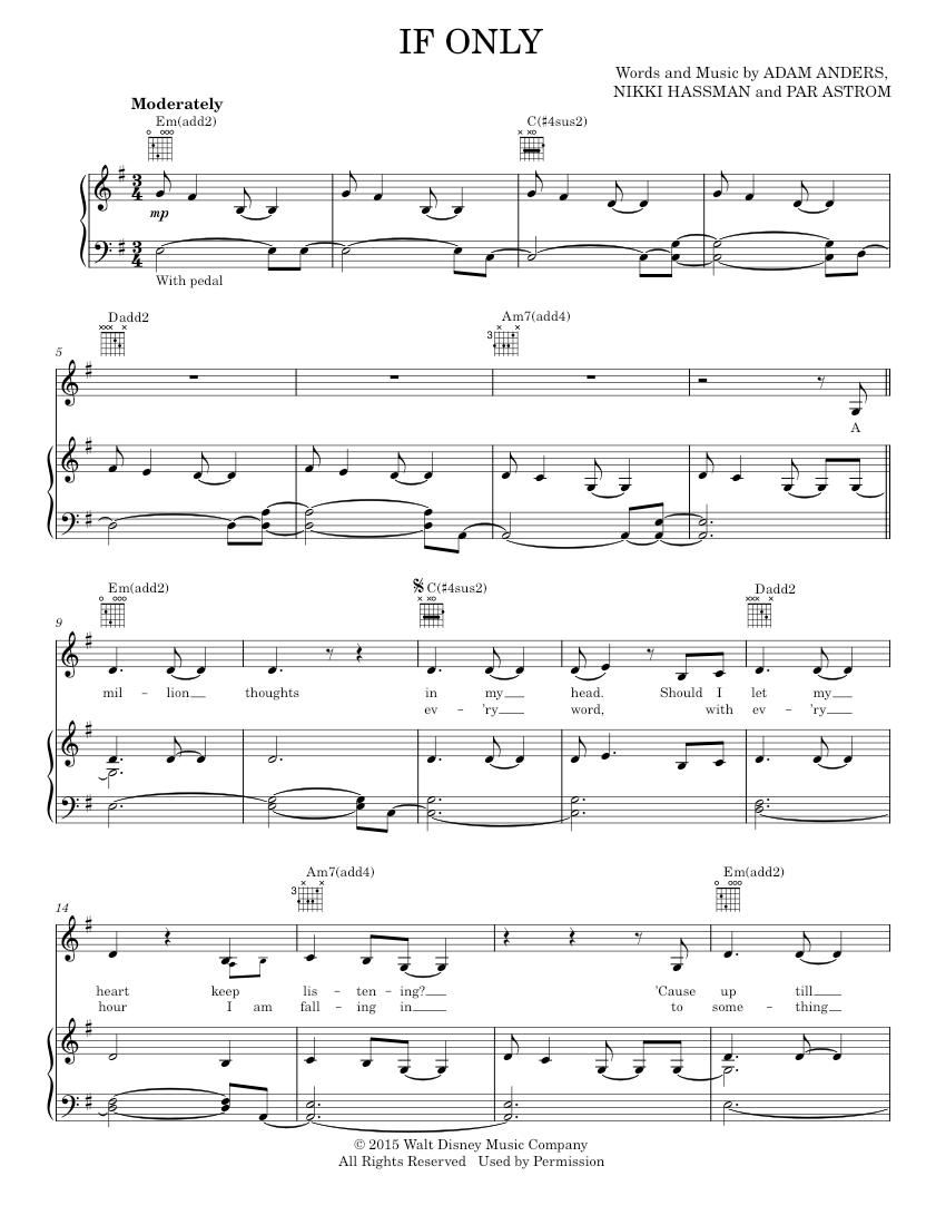 Play Official version of If only sheet music by Dove Cameron for Piano ...