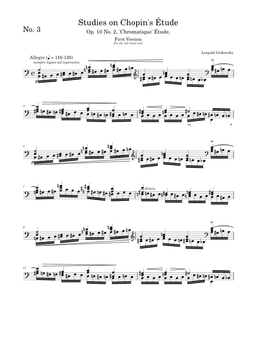 Study No. 3 on Chopin's Étude (Op. 10 No. 2) – Leopold Godowsky Sheet music for Piano (Solo ...