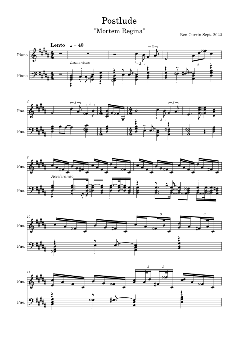Postlude Sheet Music for Piano (Solo) | MuseScore.com