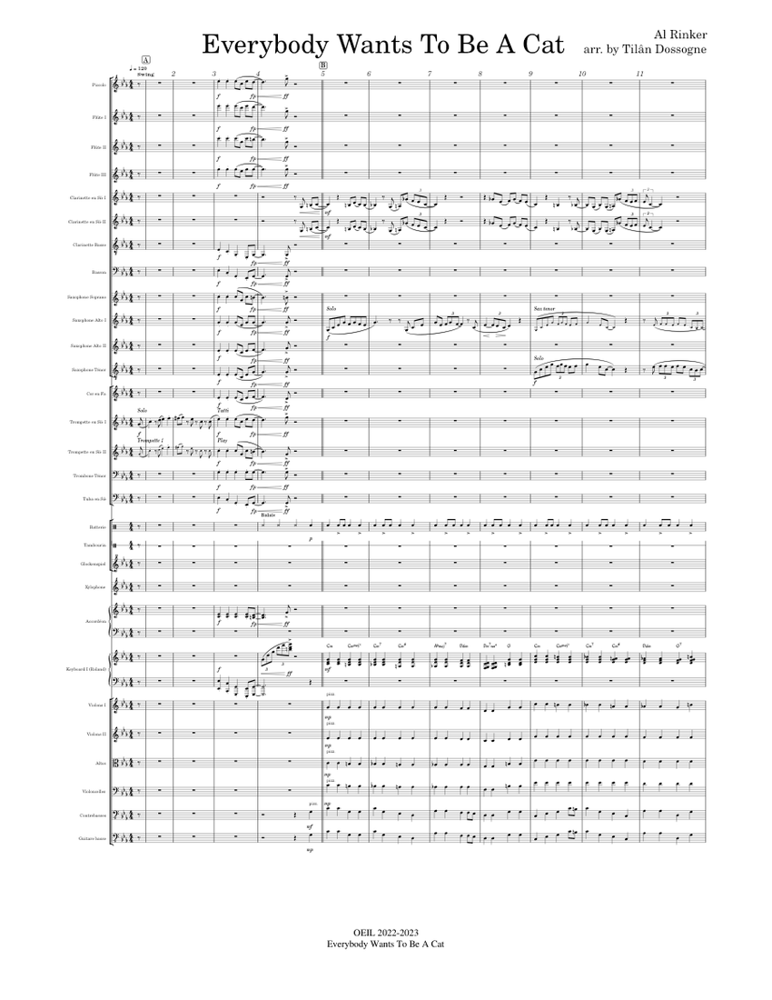 The Aristocats - Everybody Wants To Be A Cat Sheet music for Piano ...