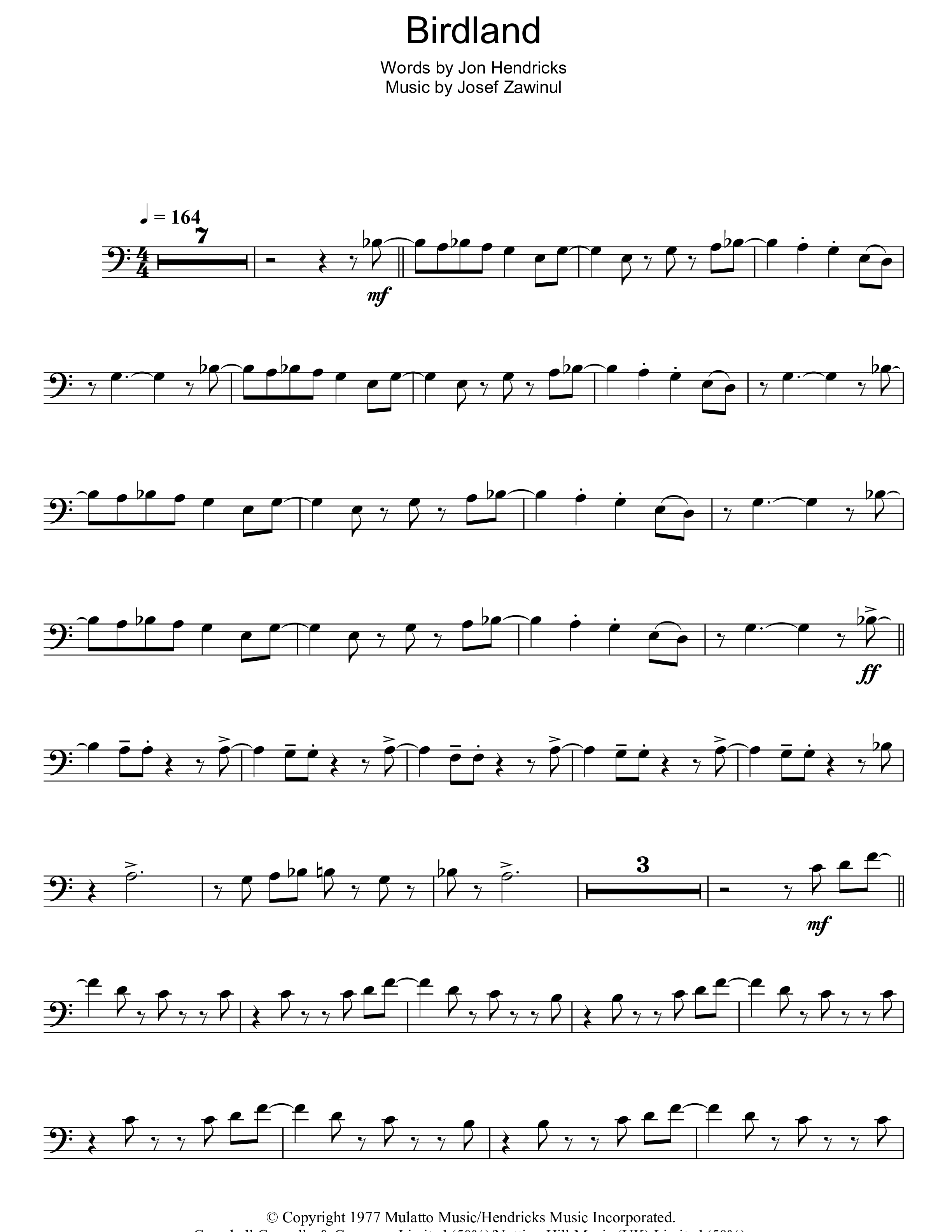 Play Official version of Birdland Sheet Music by Weather Report for ...