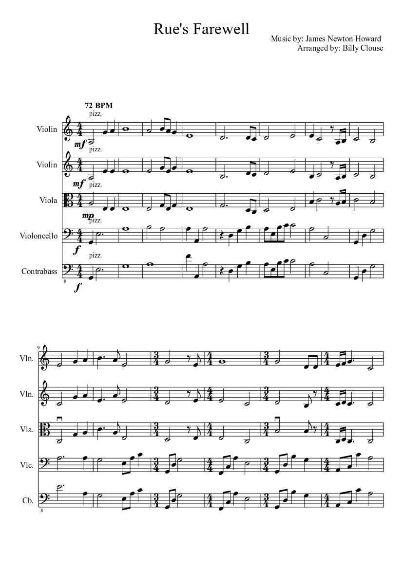 Rue's Farewell Sheet Music for Violin, Viola, Woodwinds (other) (Mixed ...