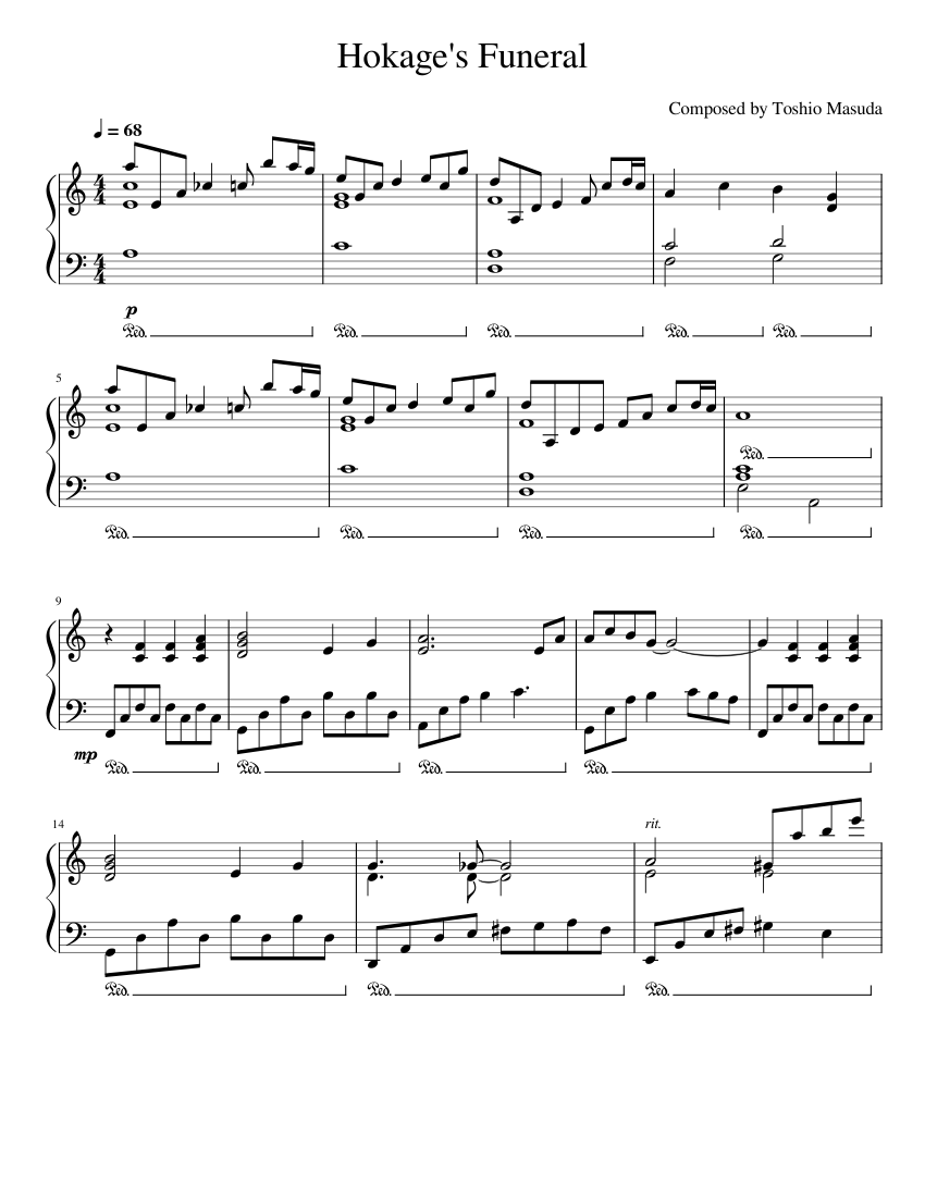 Hokage's Funeral – Toshiro Masuda Sheet music for Piano (Solo ...