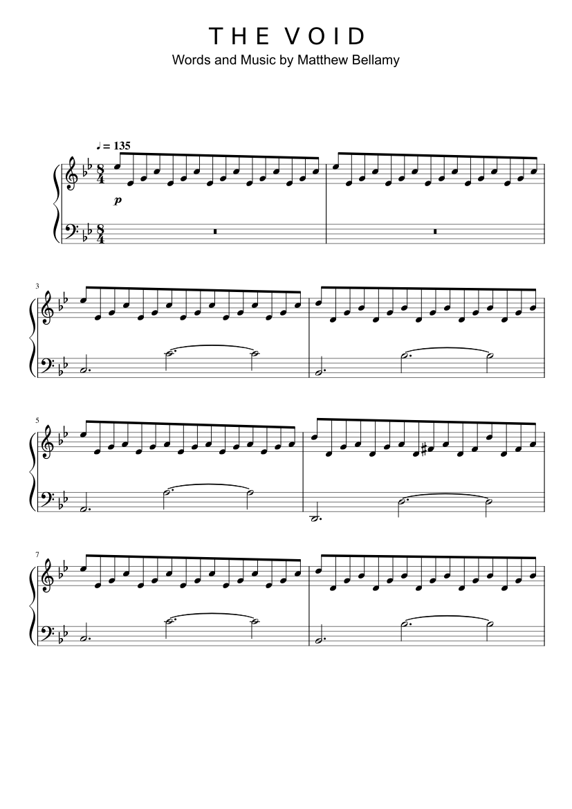 Muse - The Void (Acoustic) Sheet Music for Piano (Solo) | MuseScore.com