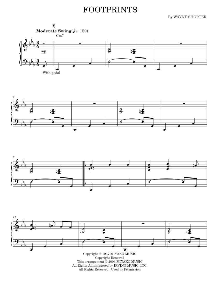 footprints Sheet music for Piano: Music Notes
