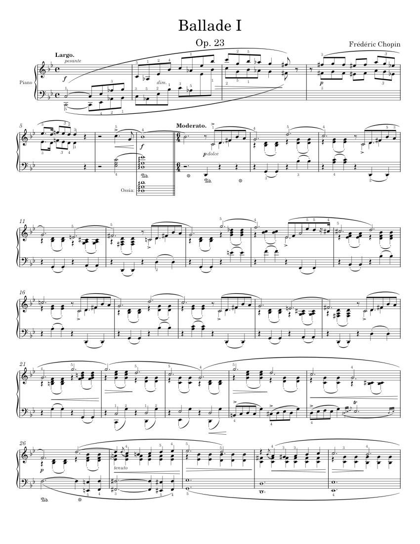 Chopin - Ballade no. 1 in G minor Op. 23 Sheet music for Piano (Solo) | Musescore.com
