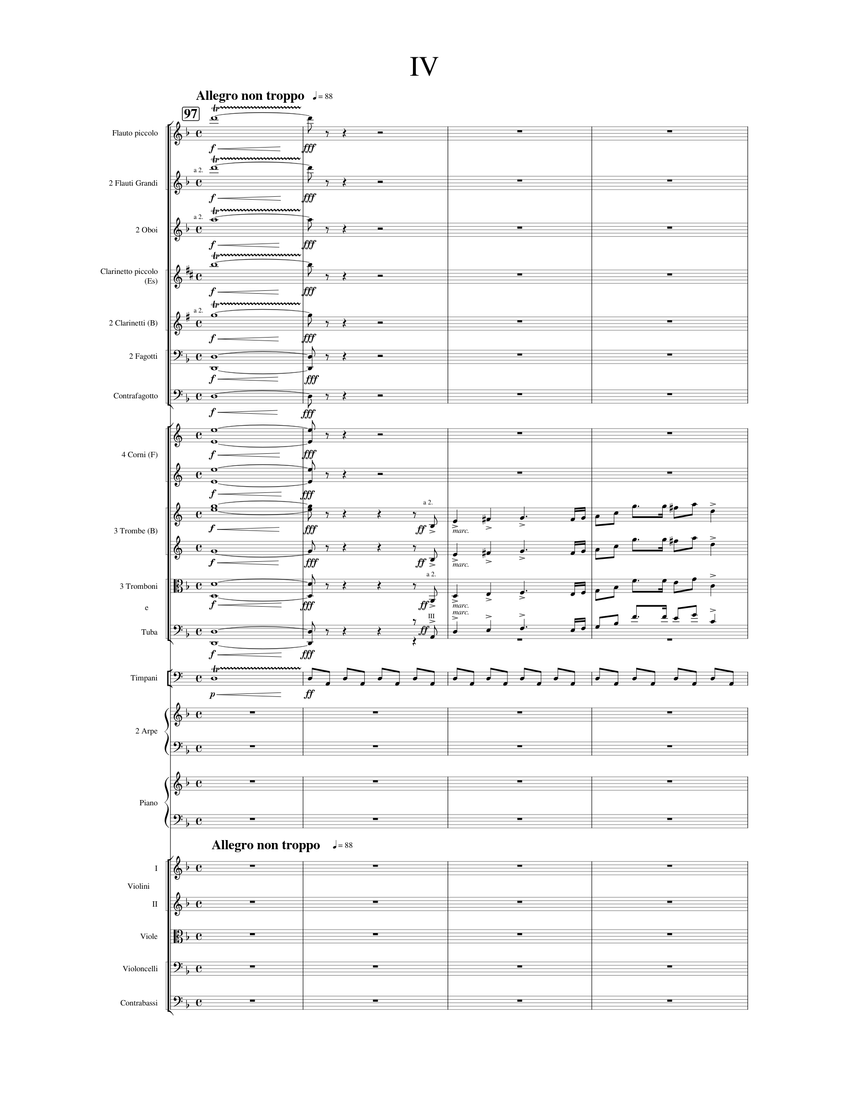 Shostakovich Symphony No. 5, 4th Movement Sheet music for Piano, Trombone, Tuba, Flute piccolo ...