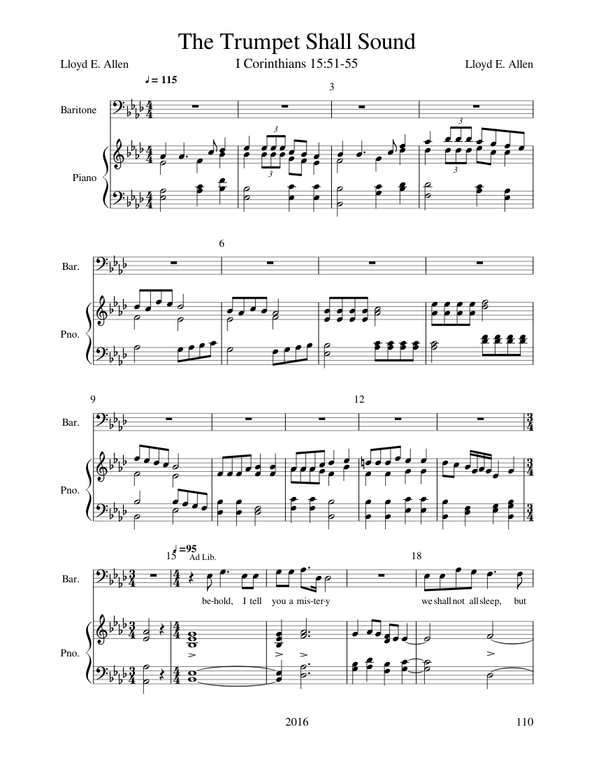 The Trumpet Shall Sound Sheet music for Piano, Baritone (Solo ...