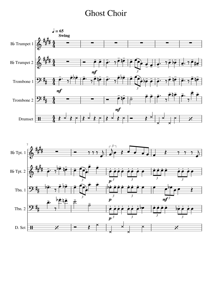 Ghost Choir – Louie Zong Sheet music for Trombone, Trumpet in b-flat ...