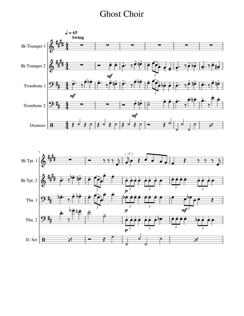 Ghost Choir – Louie Zong Sheet music for Trombone, Trumpet in b-flat ...