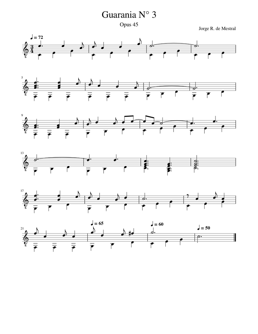 GUARANIA N° 3 Sheet music for Guitar (Solo) | Musescore.com
