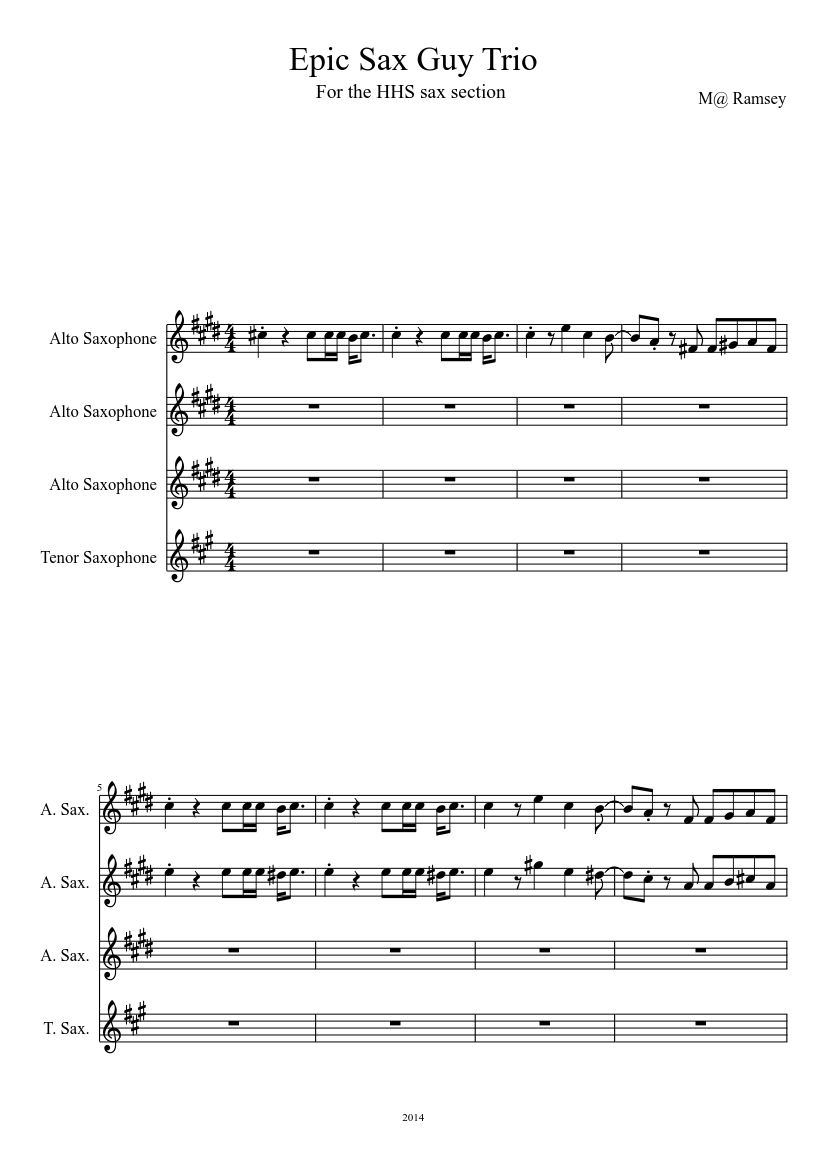 Epic sax guy trio Sheet Music for Saxophone alto, Saxophone tenor ...