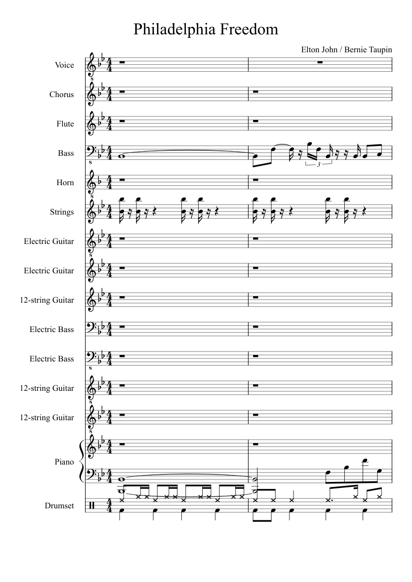 Philadelphia Freedom / Elton John - Bernie Taupin Sheet Music for Piano ...