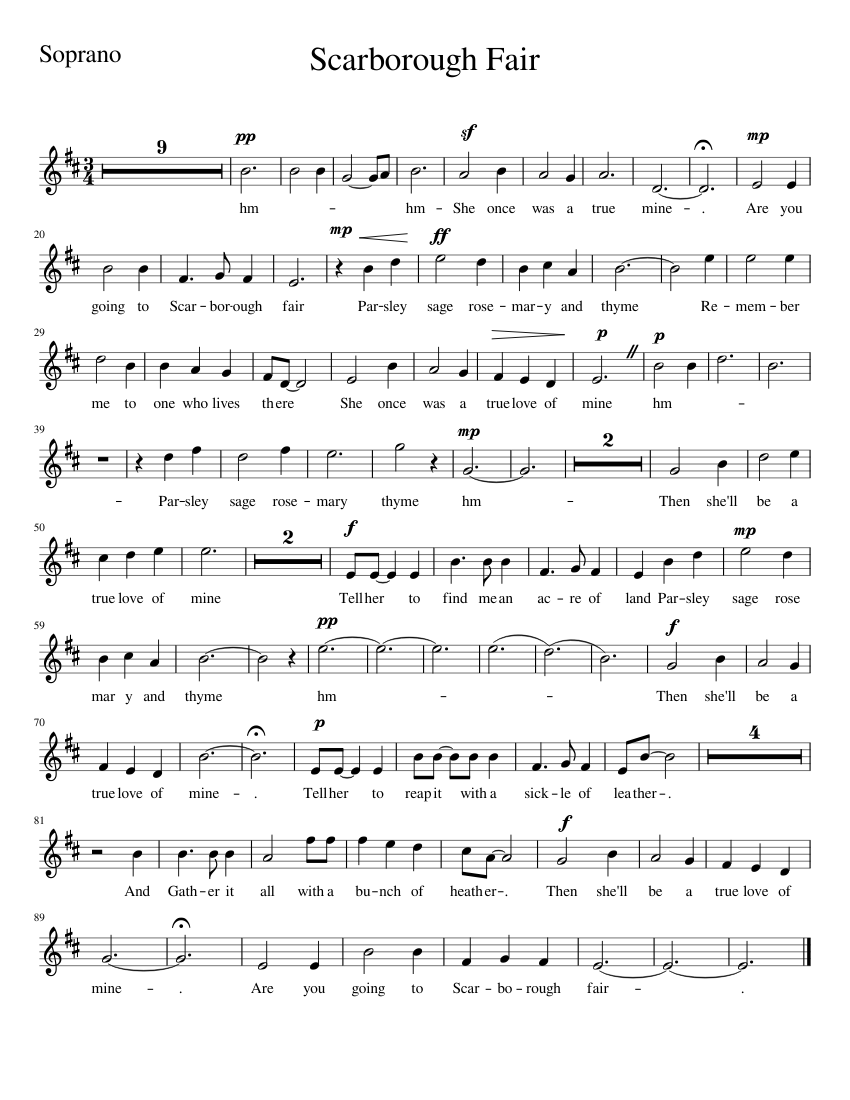 Scarborough Fair- Soprano Sheet music for Soprano (Solo) | Download and ...