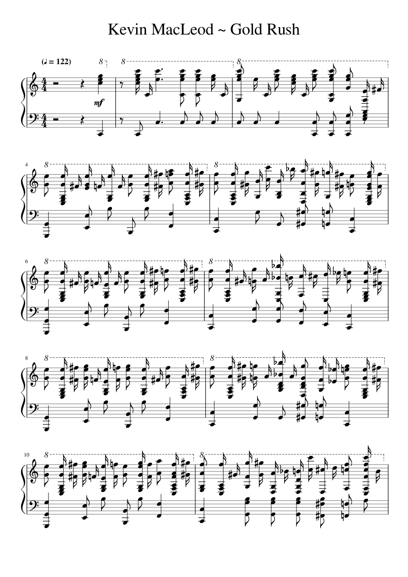 Kevin MacLeod - Gold Rush Sheet music for Piano (Solo) | Musescore.com